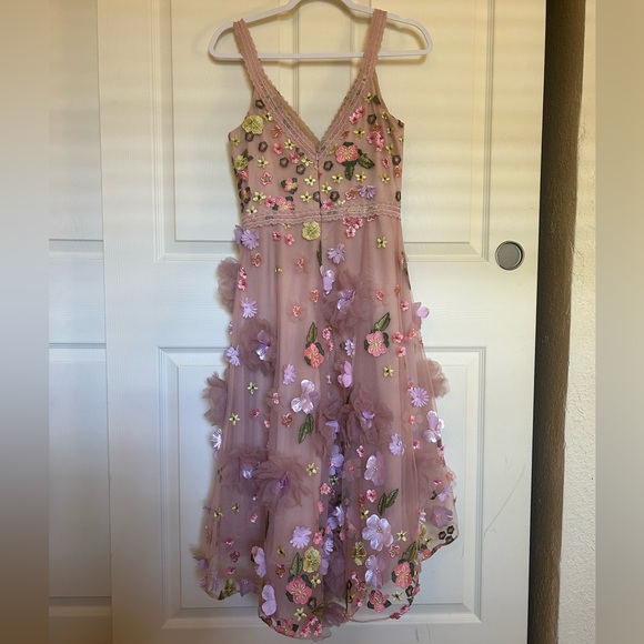 Marchesa | Dresses | Marchesa Notte Pink Floral Highly Detailed Dress ...